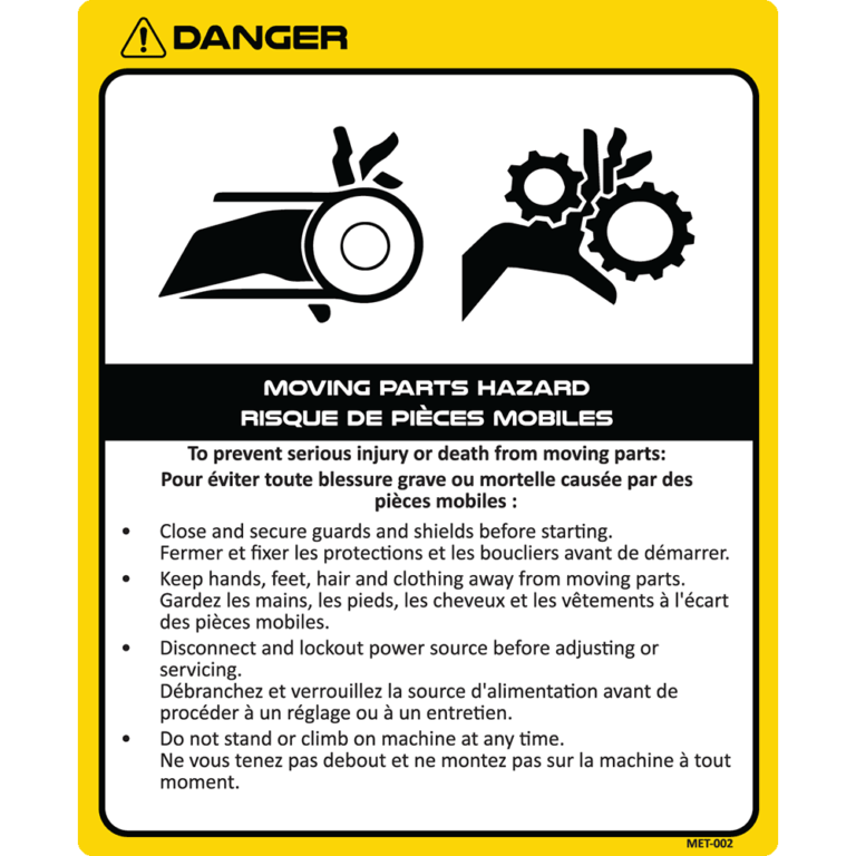 Warning Moving Parts Hazard – METEC Metal Technology Inc.